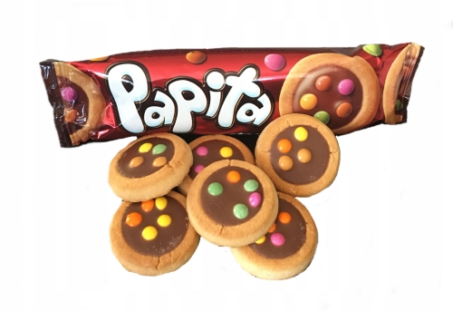 D Ciasteczka PAPITA PARTY MILK z lentilkami 63g DORAN Hurtownia Słodyczy