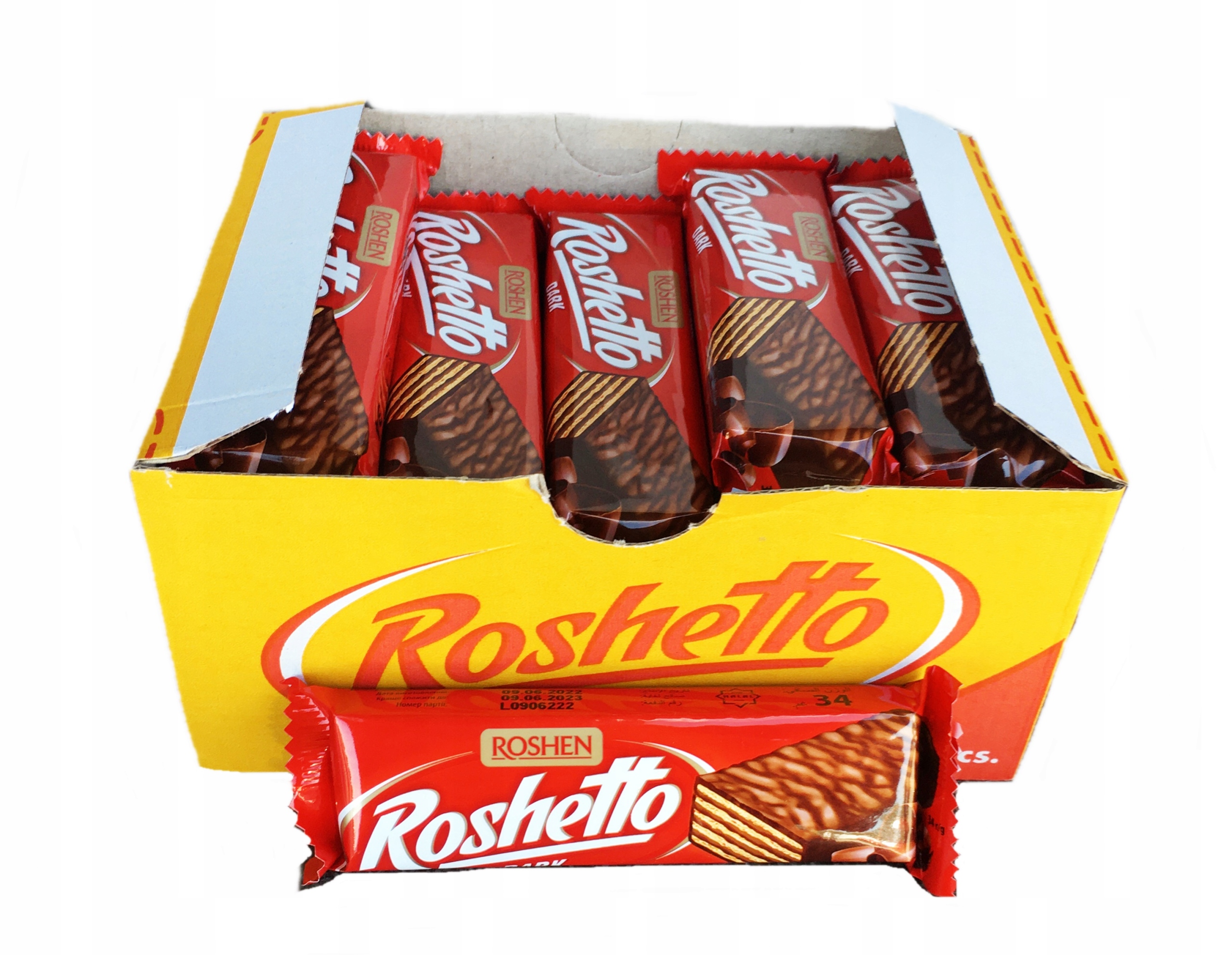 D Wafelek ROSHETTO DARK kakaowy Roshen 25 x 34g DORAN Hurtownia Słodyczy